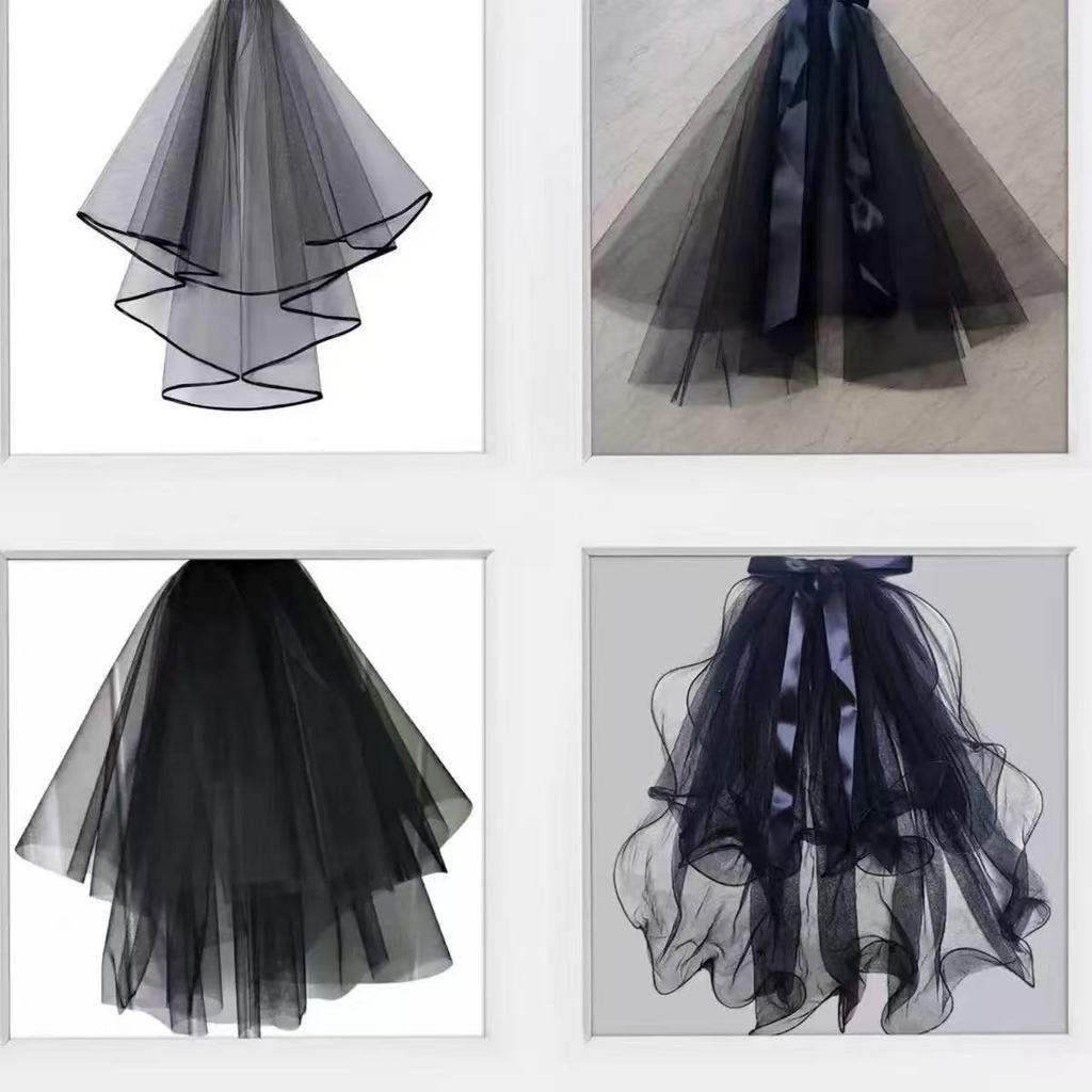 Black Wedding Veil Bride Costume Veil Funeral Veil Black Veil and ...