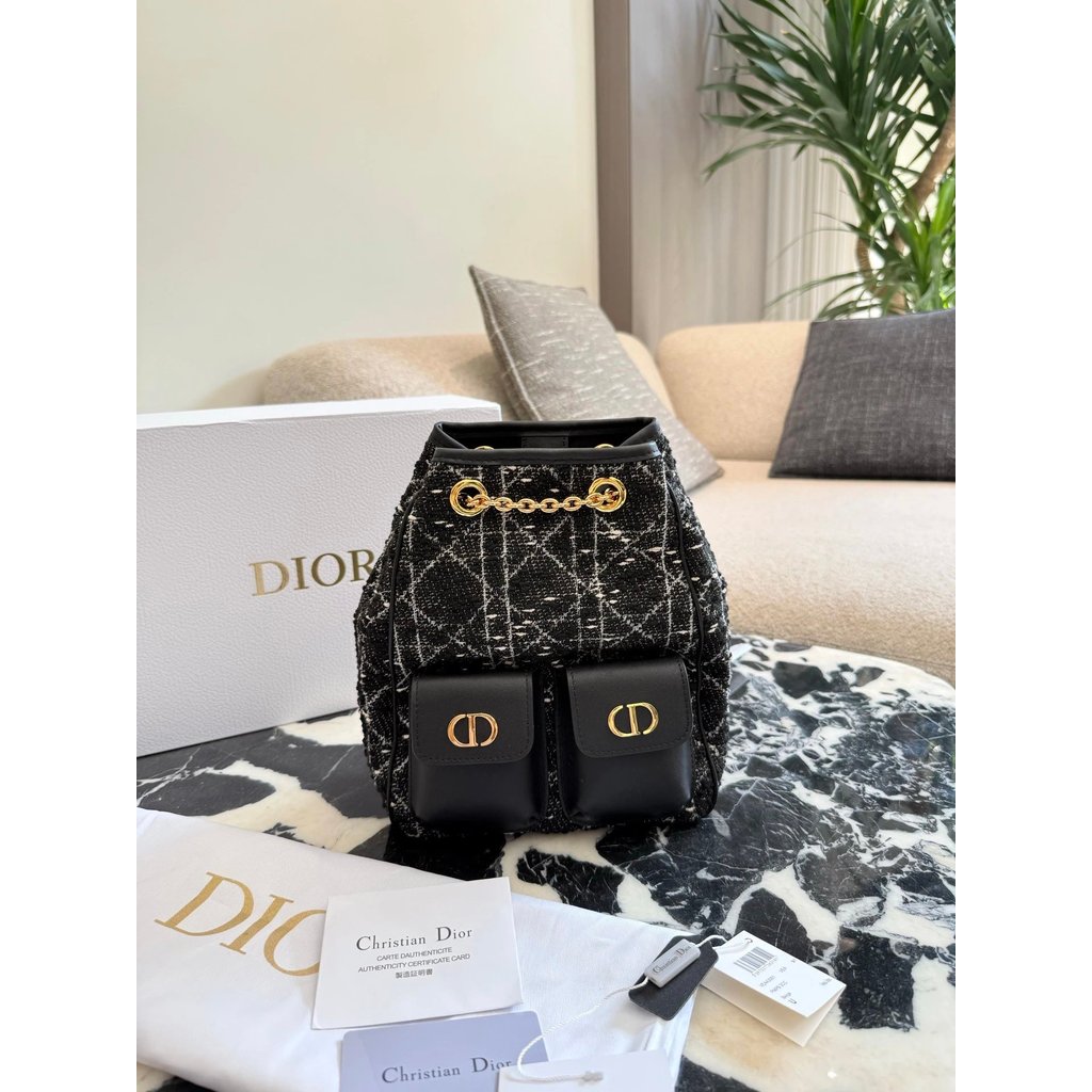 DIOR New Bag Backpack Tweed Any Time Not Time at Any Time And It Can Be ...