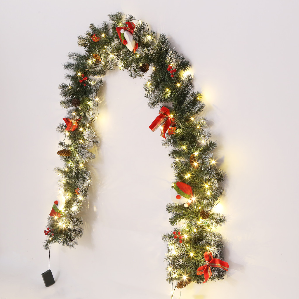 2.7m Pre Lit Christmas Garland Multi-Purpose Artificial Christmas ...
