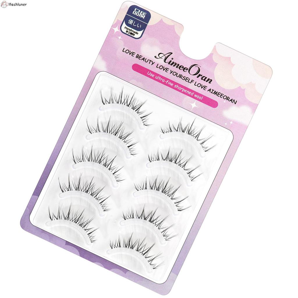 5 Pairs False Eyelashes Pack Lengthening Eyelashes Tail 3D Effect ...