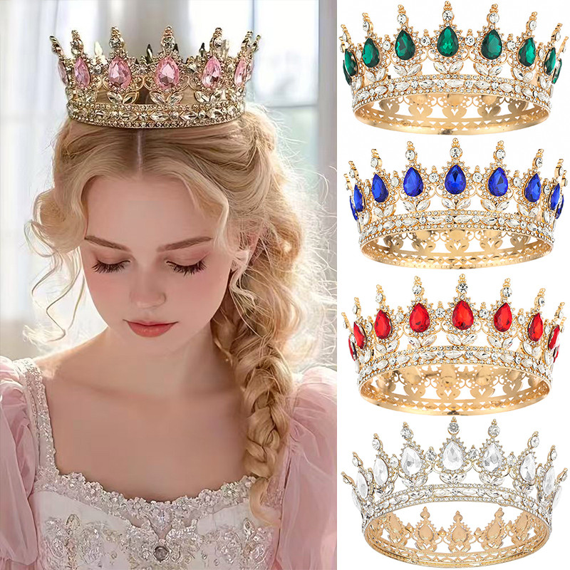 Baroque Round Tiaras And Crowns Rhinestone Prom Diadem Crown For King ...