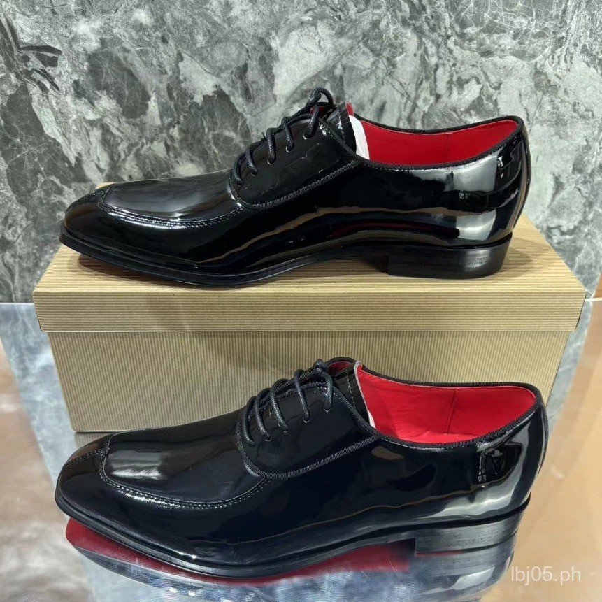 Red Sole Shoes Black Cow Patent Leather Lace-up Formal Leather Shoes ...