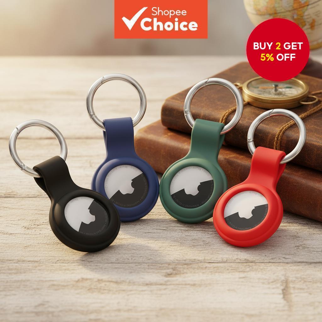 Set of 4 Premium Silicone Cases For Air Tag With Key Ring/ Chain ...