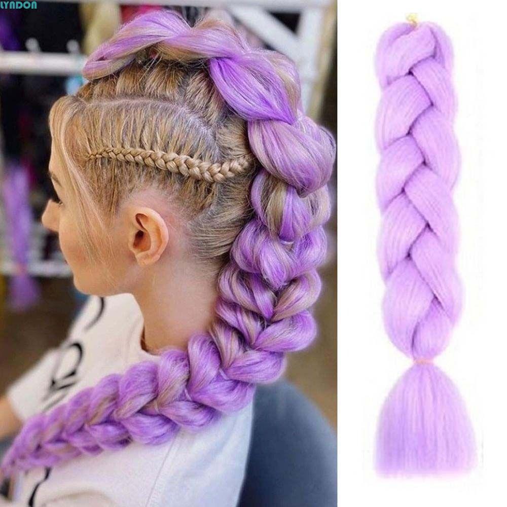 LYNDON Rumi Demon Hunters Cosplay Wig, Jumbo Braid Straight Long Purple ...