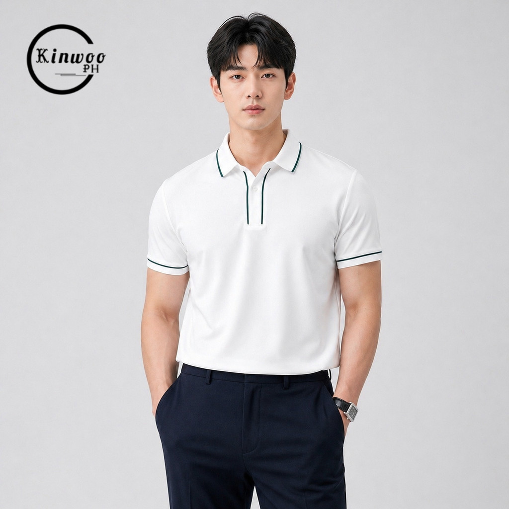 Kinwoo Mini Waffle Casual Style Polo Shirt For Man Short Sleeve Polo ...