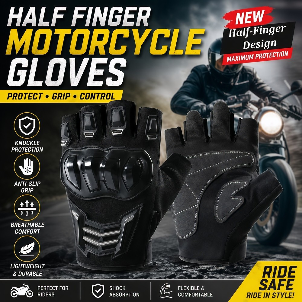 Motorcycle Half Finger Gloves Anti Slip Tactical Riding Gloves ...