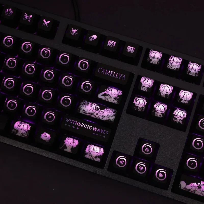 104 Keys Camellya Wuthering Waves Anime DIY Custom DIY Backlit Keycap ...