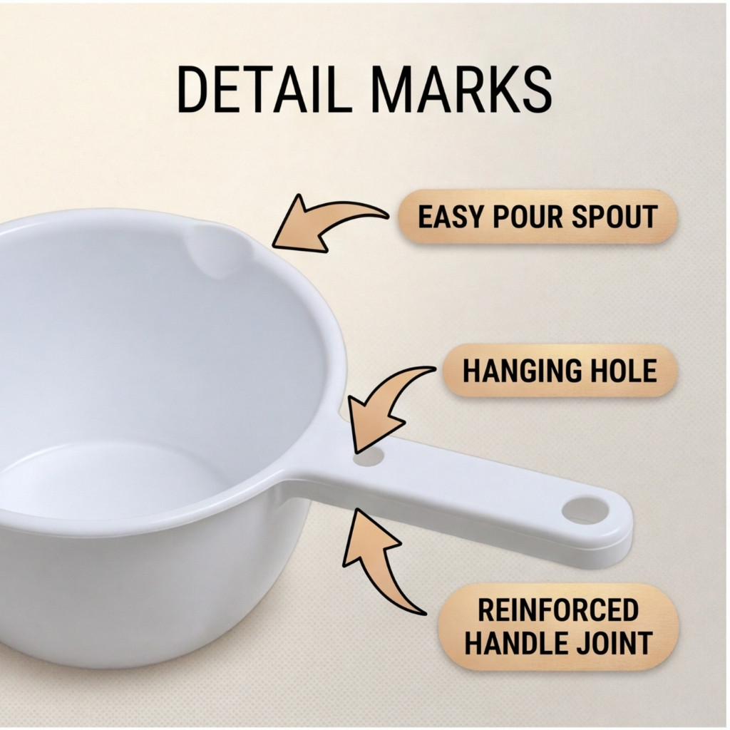 White Plastic Water Dipper Ladle Heavy Duty | long Handle Bath Tabo ...