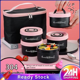 Tao3c 550ml Round Insulated Bento Box Portable 304 Stainless Steel ...