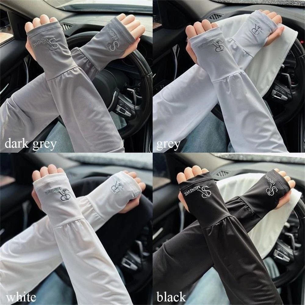 Ice Silk Sun Protection Arm Covers Unisex Elbow Cover Outdoor Cycling ...
