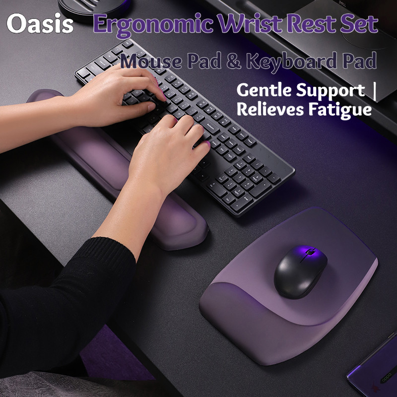 Ergonomic Wrist Rest Set: Silicone Mouse Pad + Memory Foam Keyboard ...