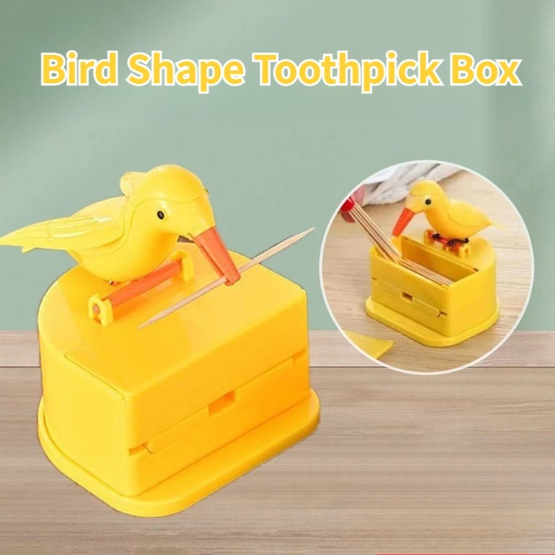 Bird Shape Plastic Toothpick Box Storage Case Automatic Dispenser ...