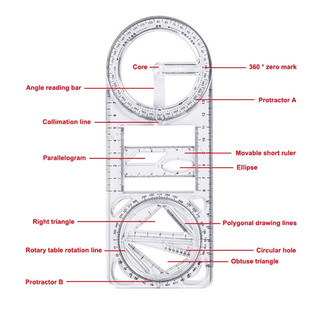 Multifunctional 360 movable geometric drawing ruler for students ...