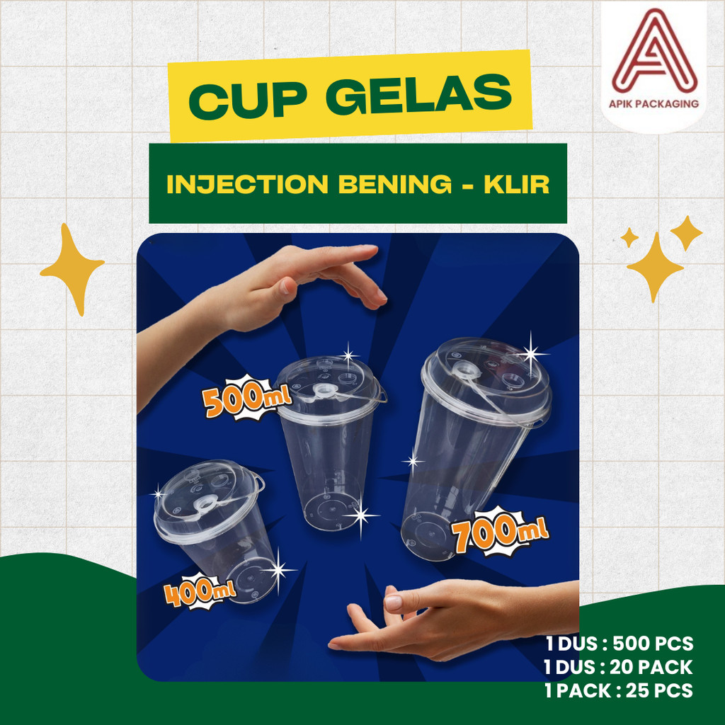 (CLEAR) GLASS CLEAR INJECTION CUP 400 500/ 700/ THICKML 1 PACK 25 PCS ...