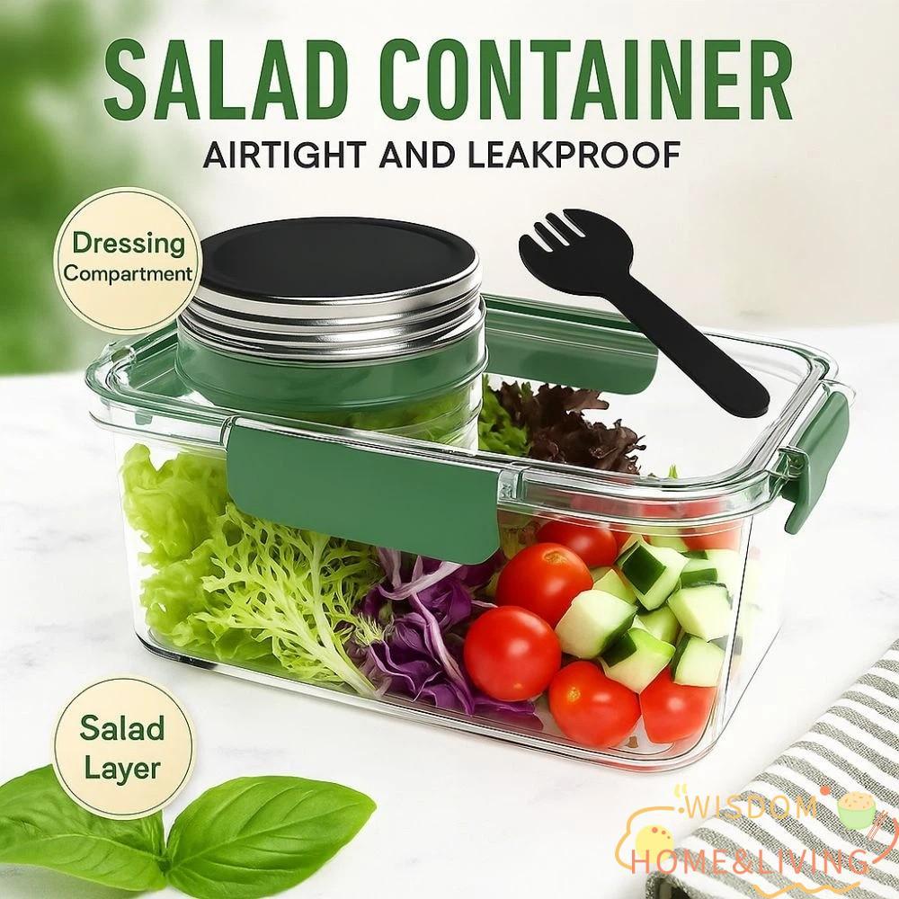 WISDOM Salad Pod Mason Jar, Portable Leakproof Salad Container, with ...