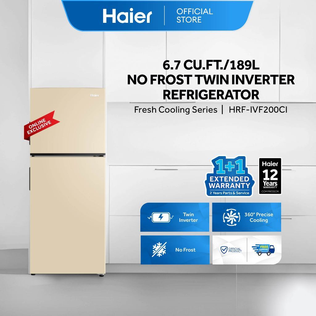 [ONLINE EXCLUSIVE] Haier HRF-IVF200CI 6.7cu.ft. / 189L No Frost Twin ...