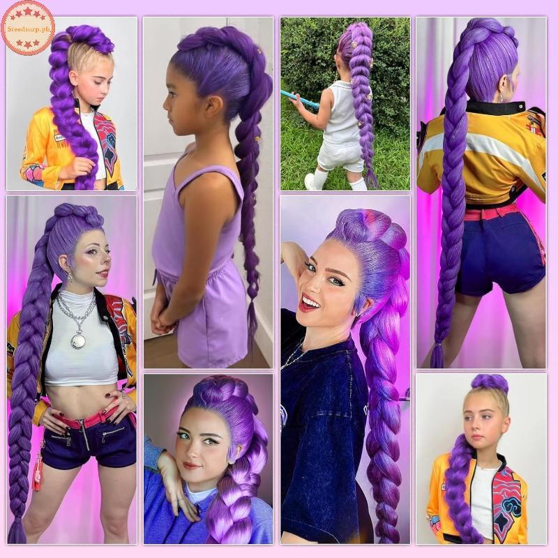 SURP 26inch Cosplay Wig KPOP Rumi Long Purple Braided Dress Up ...