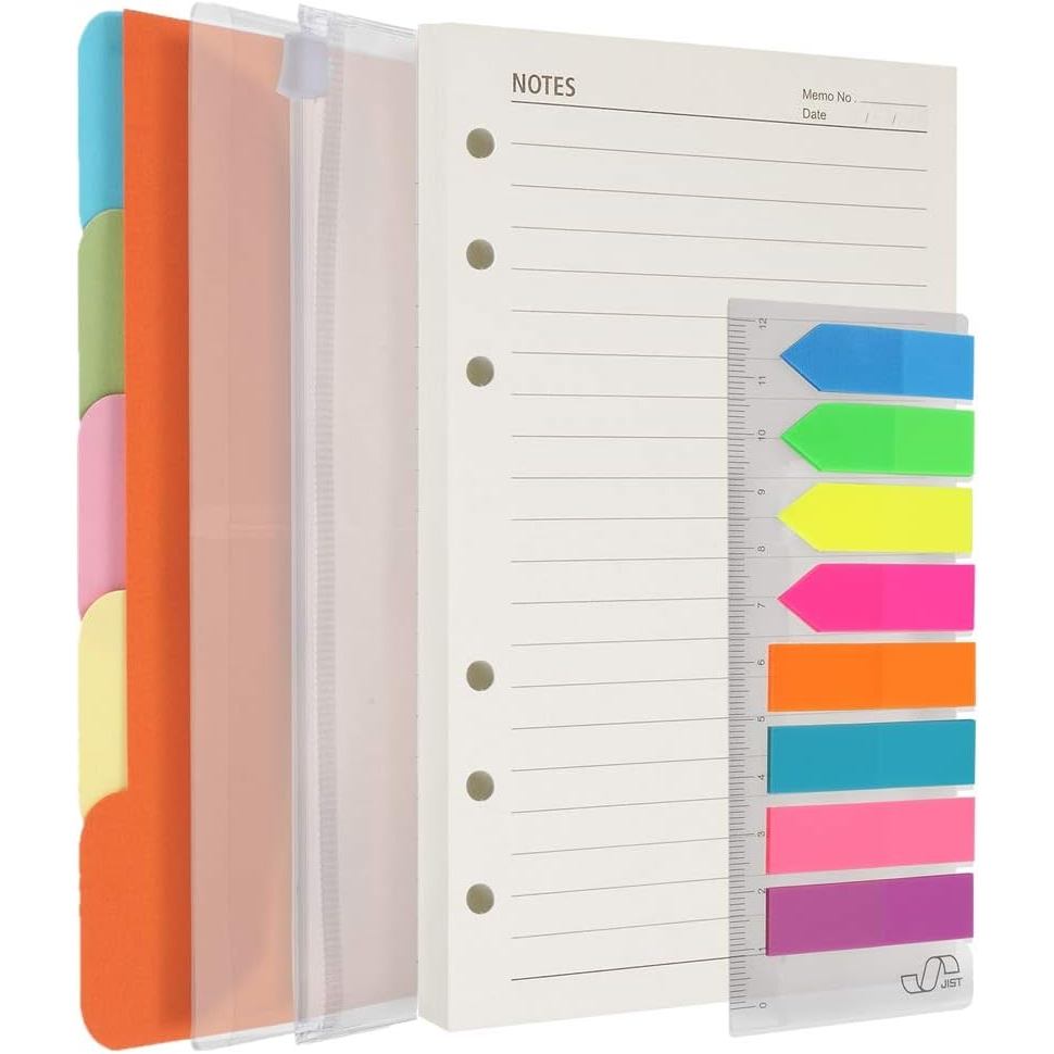 A5 Refill Paper, 200 Lined Pages, 5 Tabs Binder Divider, 160 PCS Index ...