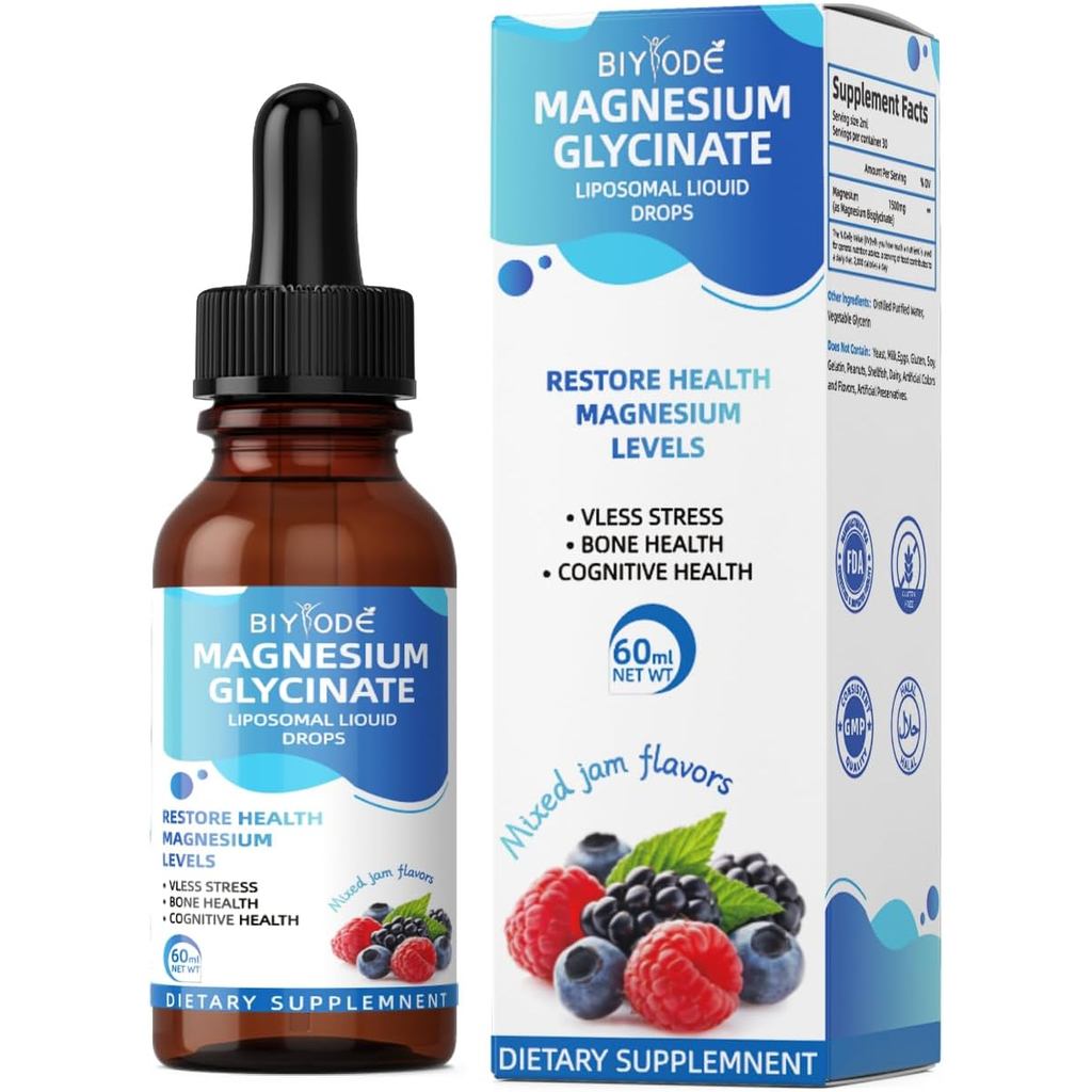 High Absorption Magnesium Glycinate Liquid - with Vitamins B6, C, D ...