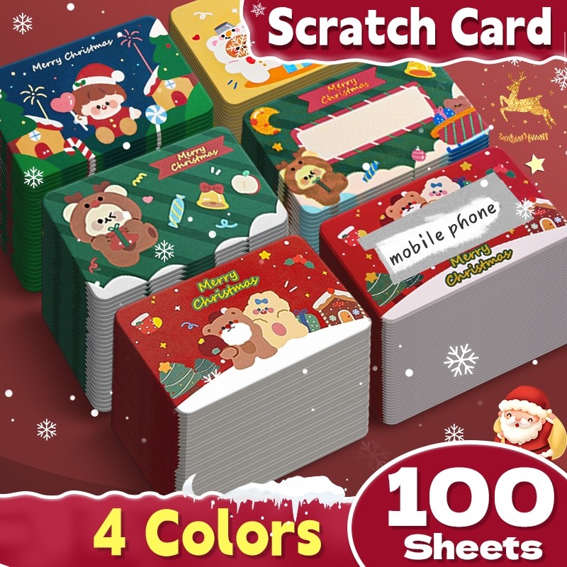 4Colors Christmas Scratch Cards Cute Cartoon Christmas Activities ...