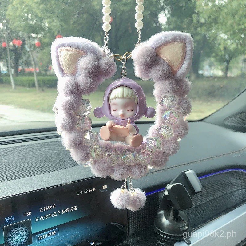 Car Pendant Heavy-duty Pom-pom Cat Ear Full Circle Finished Car Hanging ...