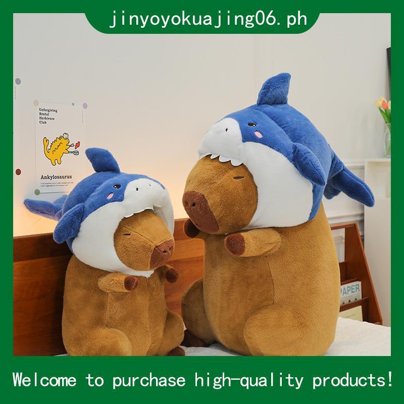 ROUSE Capybara Plush Doll, Shark Headgear Dress Up Capybara Plush Toy ...