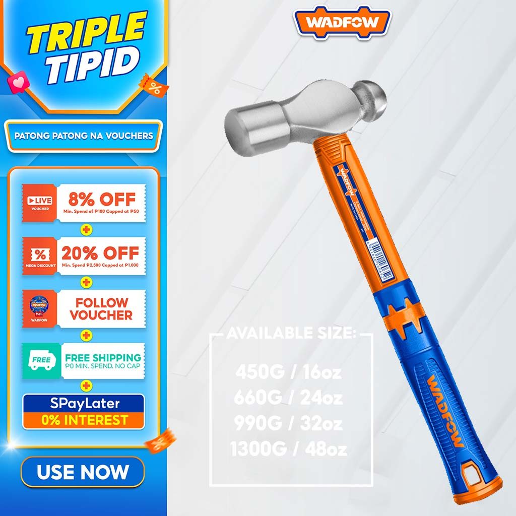 Wadfow Ball Pein Hammer With Fiberglass Handle (WHT) | Shopee Philippines