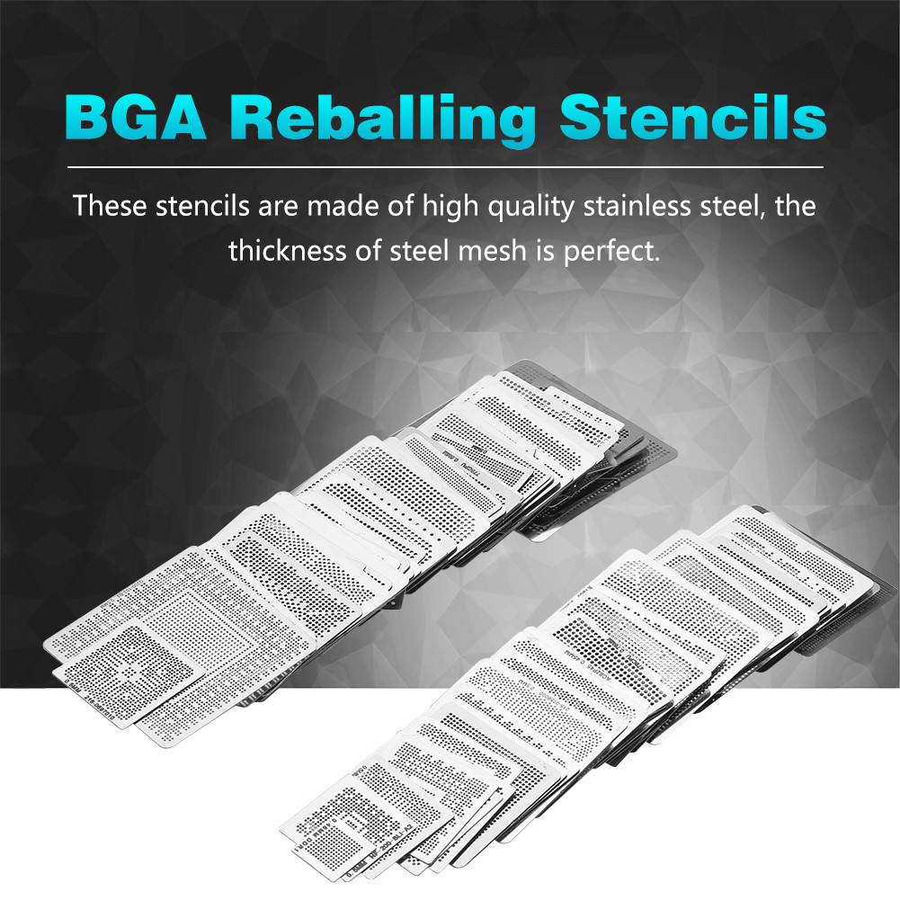 130pcs BGA Reballing Rework Net Stencils Stainless Steel Template Mesh ...