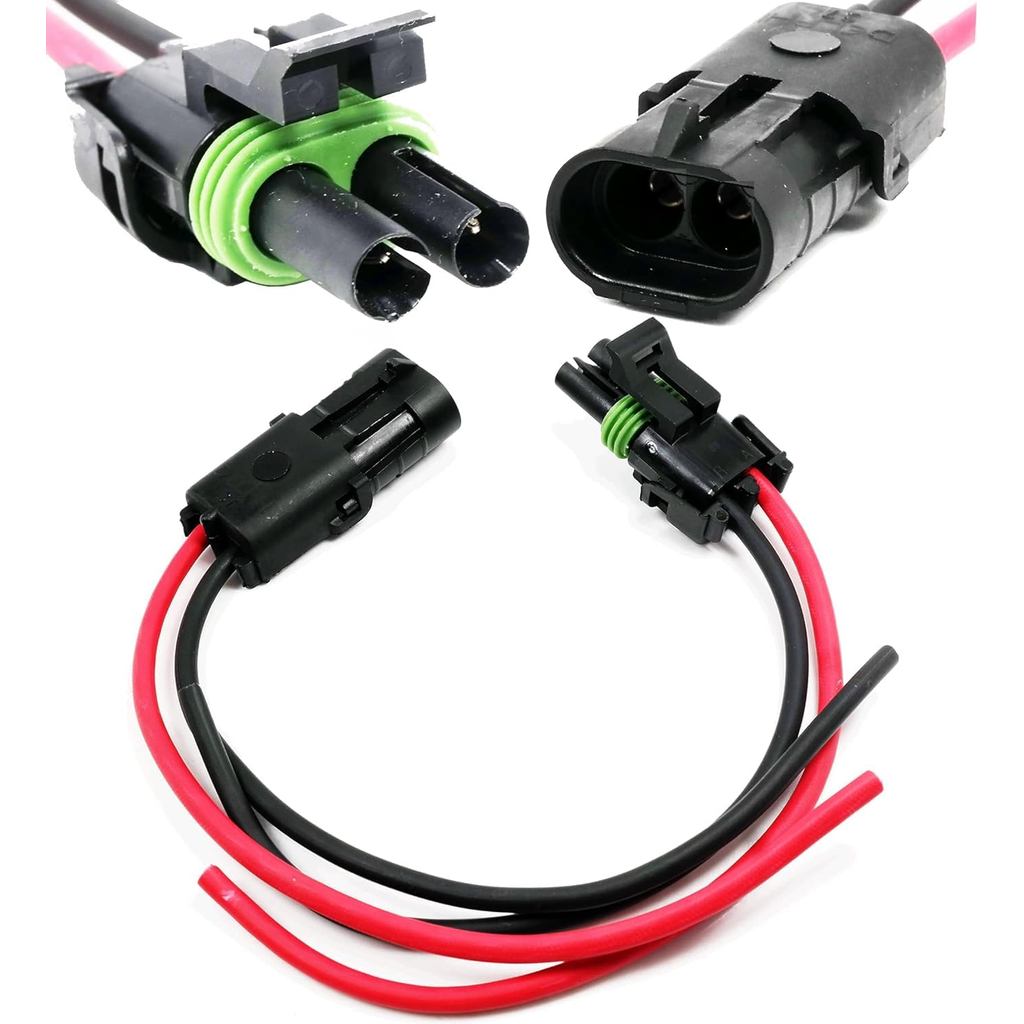 1-Pack (Male to Female Pigtail 12 GA) Weather-Pack 2-Pin 20 Amp ...