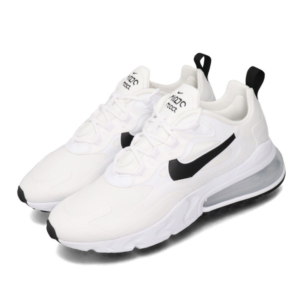 Nike Air Max 270 React women's running shoes in black with a white U ...