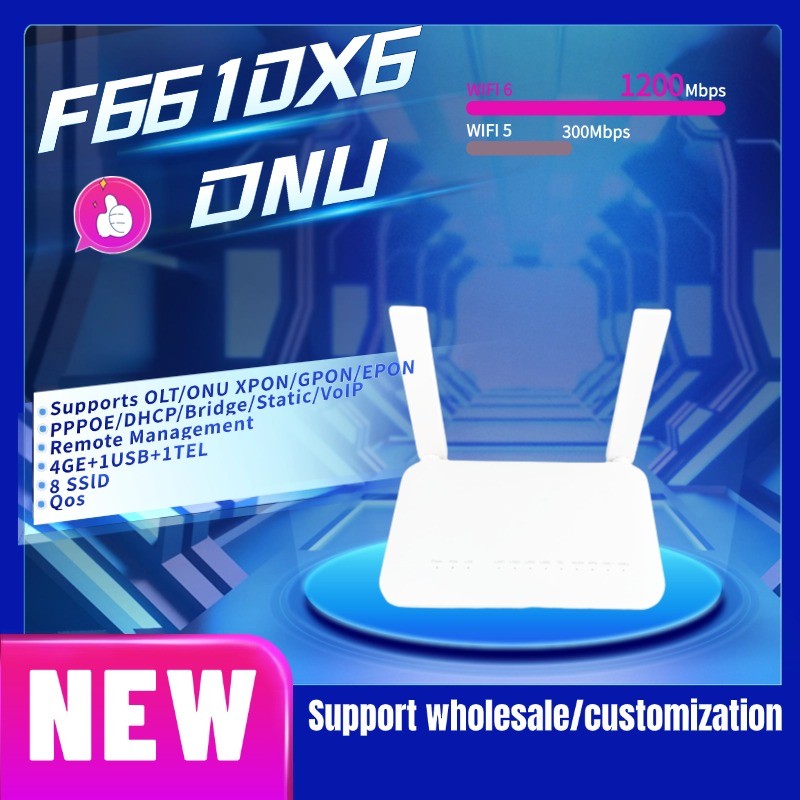 WIFI6 XPON ONU ONT F6610x6 2.4G/5G Dual Band 4Ge LAN Fiber Optic FTTH ...