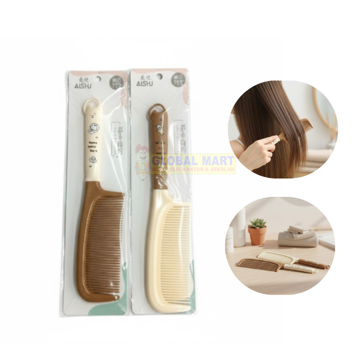 Aishu Hair Comb – Milk Tea Bear Character Motif Handle Comb | Length 21 ...