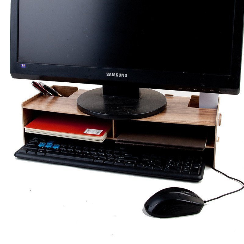 LCD Monitor Wooden Heightening Shelf Computer Keyboard Stand Desktop ...