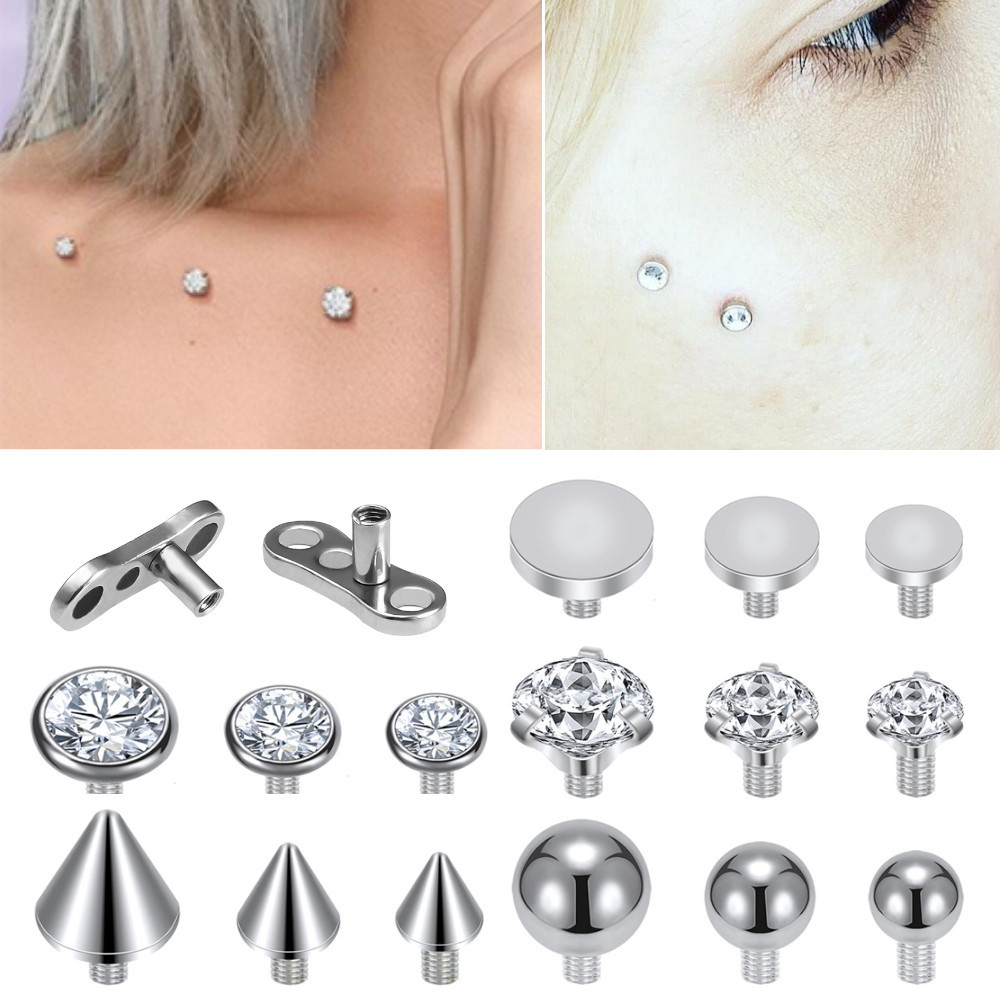 1 PC Crystal Dermal Anchor Anti Allergy Surface Piercings Micro Dermal ...