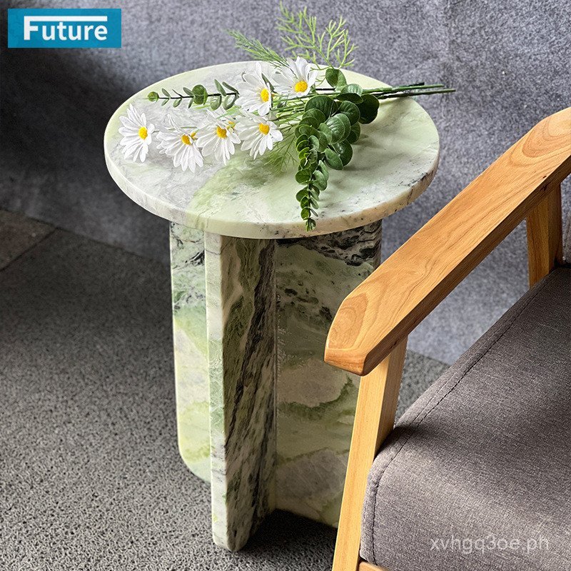 Natural marble green side table Simple and Luxurious Natural Corner ...