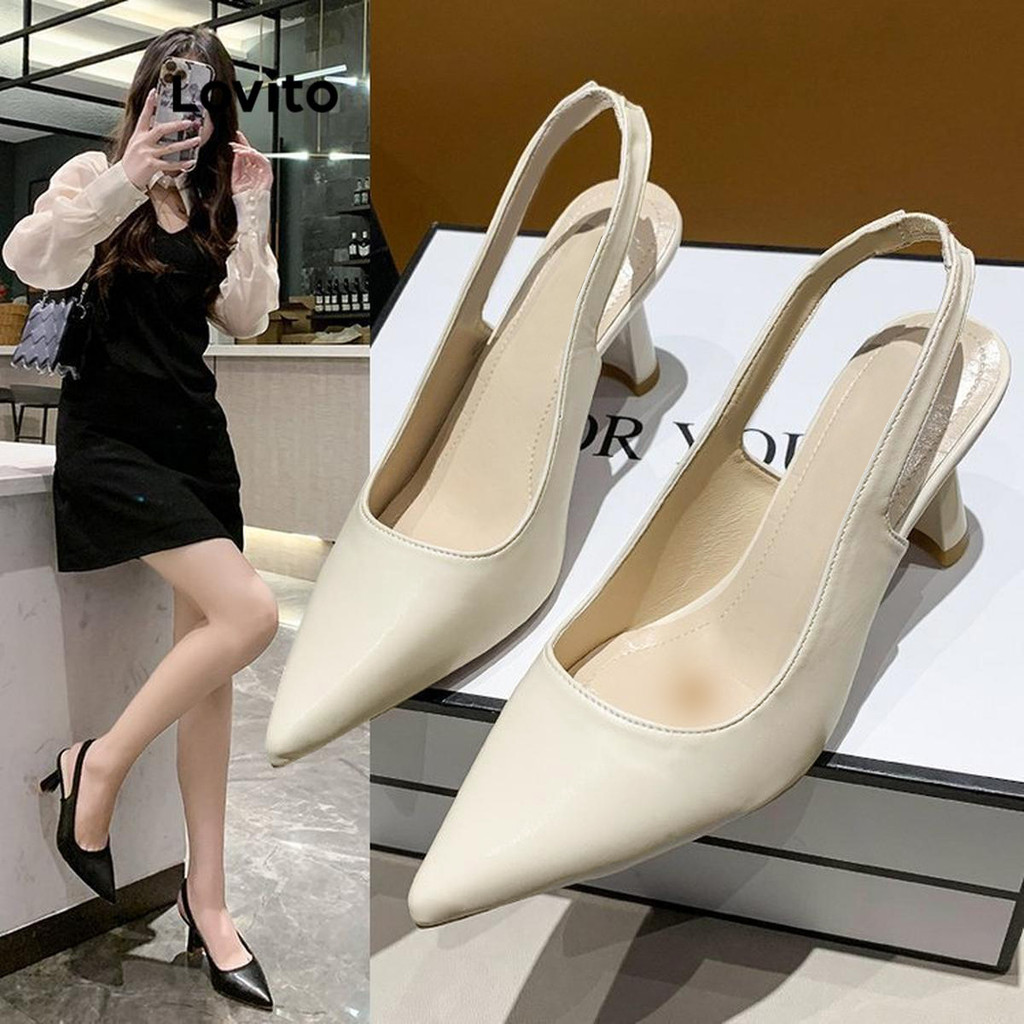 Lovito Women Plain Heels Elegant Simple Heel LFA46166 | Shopee Philippines
