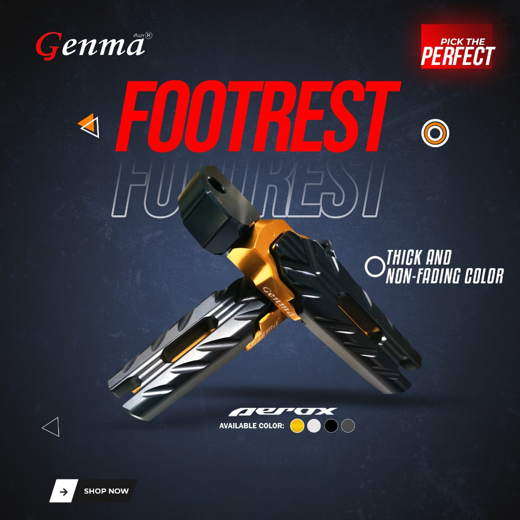 Genma Footpeg / Footrest Full Alloy anti-fade color for Yamaha Aerox V2 ...