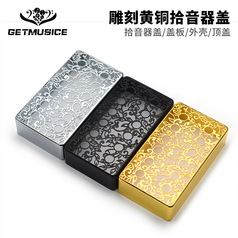 Engraved 16.5mm Electric Guitar Double Coil Brass Pickup Cover/Top ...