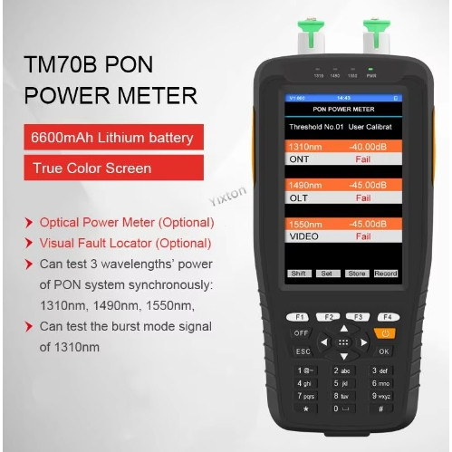 TM70B Handheld PON Fiber Optical Power Meter APC 1310/1490/1550nm ...