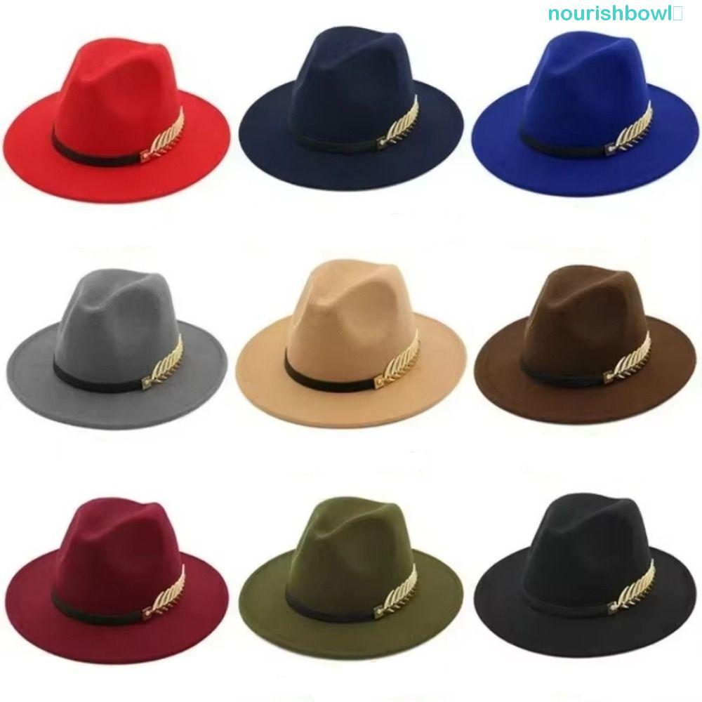 NOURISHBOWL Woolen Hats, Large Brimmed Formal Occasion Fedora Hat ...