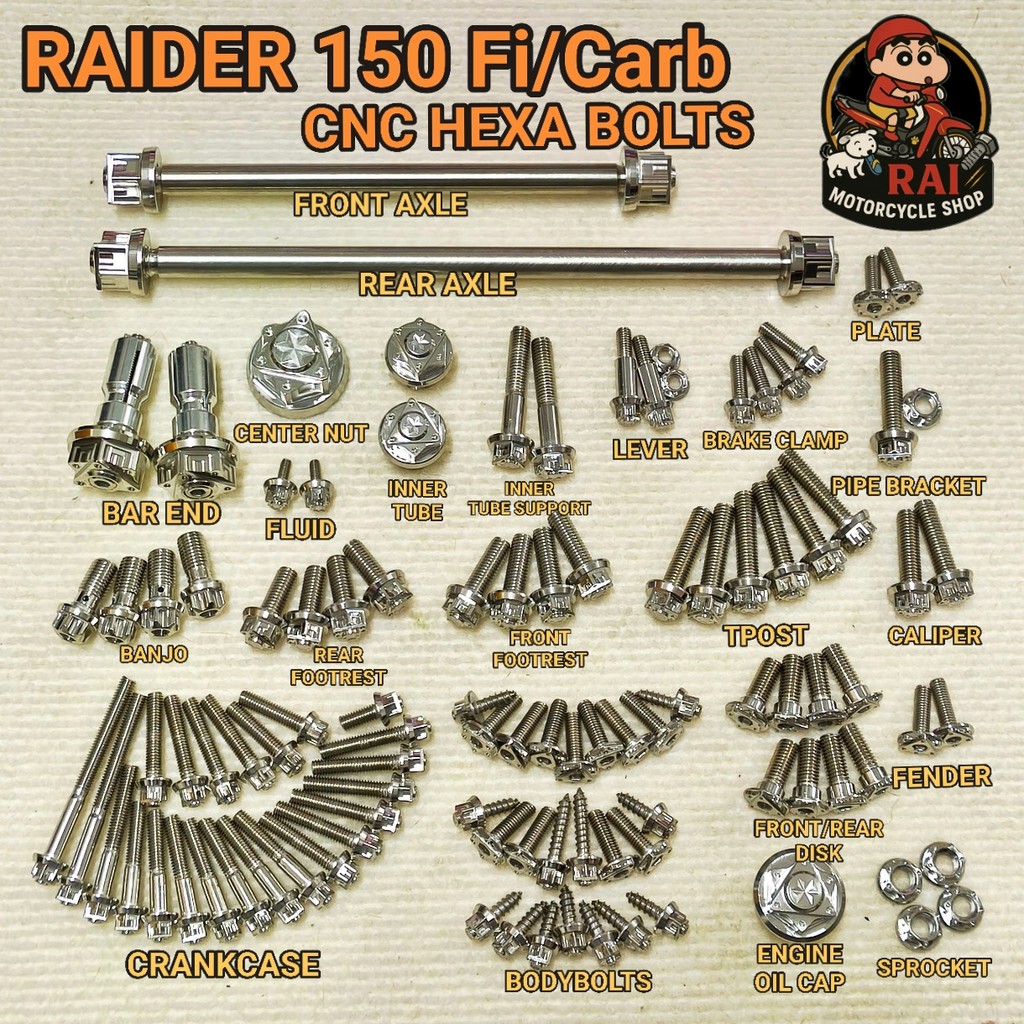 HEXA RAIDER 150 CARB/ Fi BOLTS - SC SIAM THAILAND Stainless Steel White ...