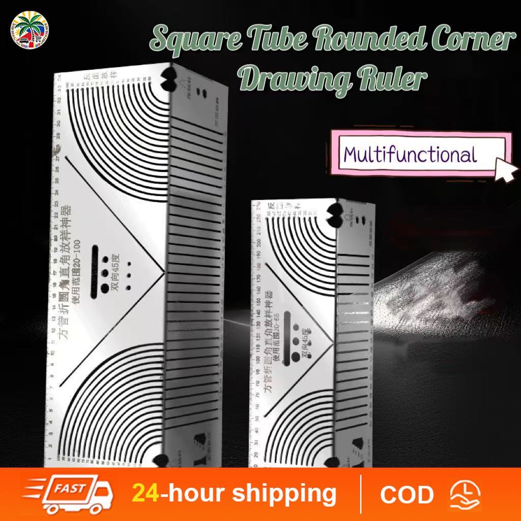 Multifunctional Metal Ruler Square Tube Rounded Corners and Angles ...