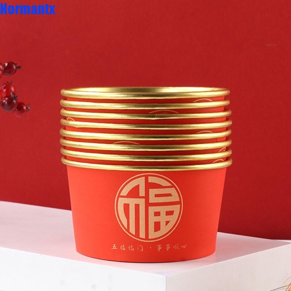 JOYEX 20pcs Disposable Paper Bowls, Lucky Fu Words Thickened Chinese ...
