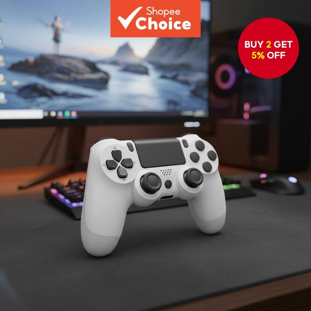 Wireless Joystick with 6-Axis Gyroscope, Touchpad, Dual Vibration for ...