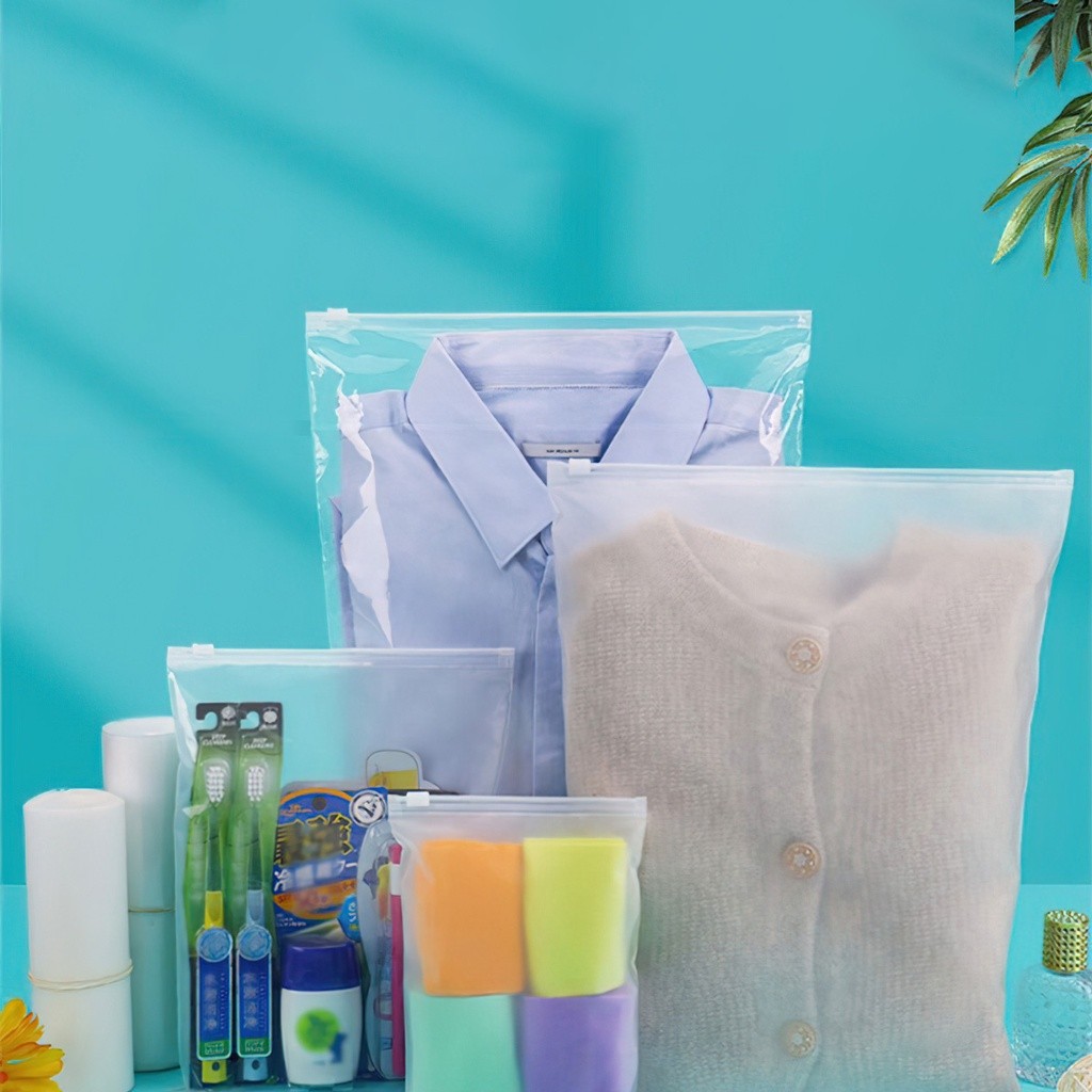 Translucent Silk Zip Bag Transparent PE Plastic Bag for Clothes, Shoes ...