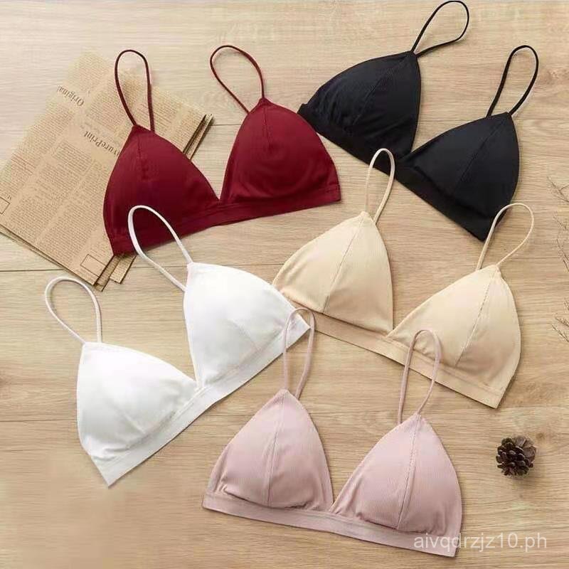 French Triangle Cup Bra Small Chest Wireless Underwear Thin Strap Flat ...