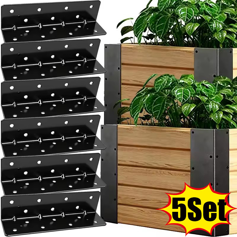 5 Sets Raised Garden Bed Corner Brackets Heavy Duty L Shaped 90 Degree ...