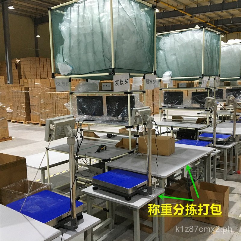 E-commerce Warehouse Packing Station Packaging Shipping Inspection ...