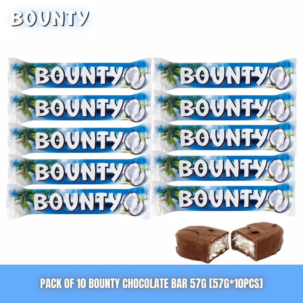 (Pack Of 10) Bounty Chocolate Bar 57g [10pcs*57g] [Best Before Date: 10 ...