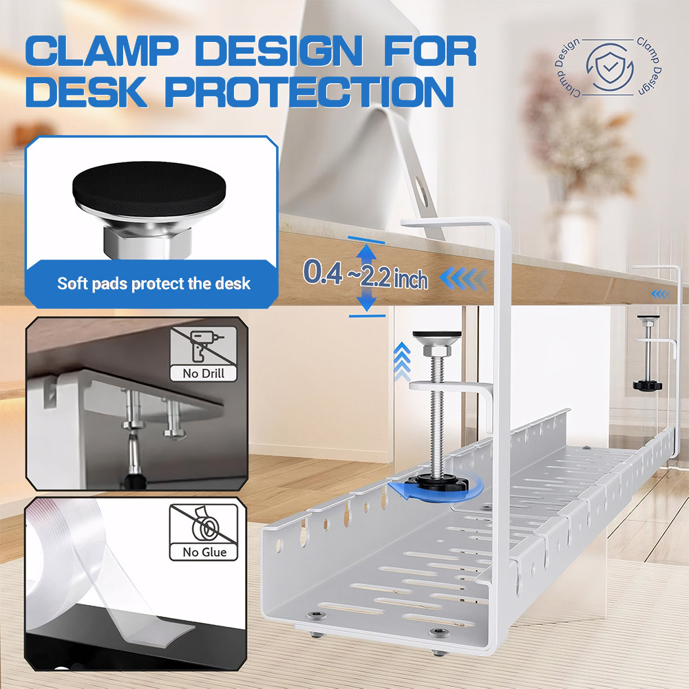 【LT】Expandable Under Desk Cable Management Tray Heavy Duty Cord ...